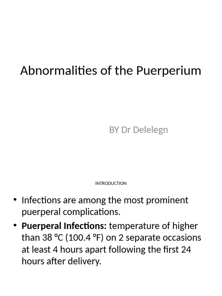 Puerperium Complications and Infections | PDF | Childbirth | Postpartum ...