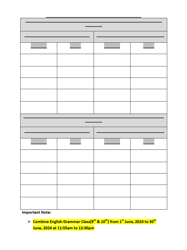 Online Classess Time Table Pdf