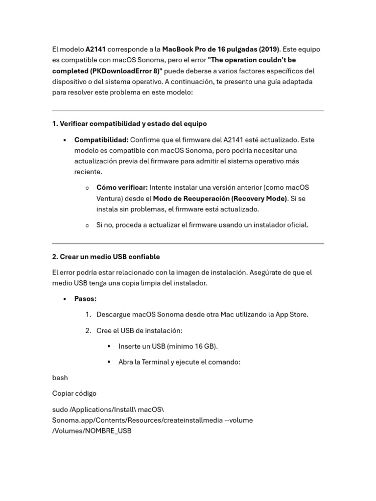 Solución Error PKDownloadError 8 MacBook Pro | PDF | Mac OS | Apple Inc.