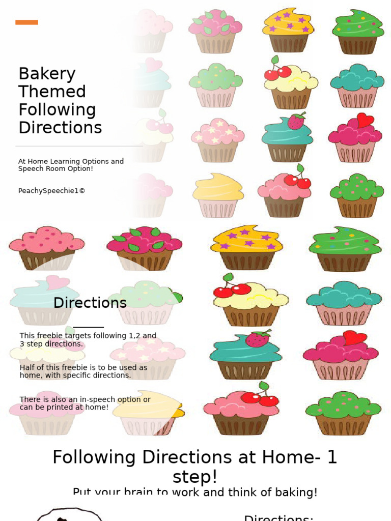 Bakery Themed Following Directions: at Home Learning Options and Speech ...