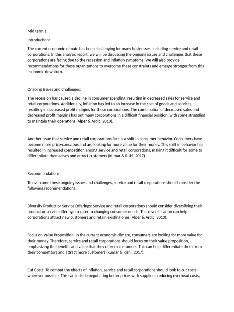 Mid term 1 Accounting Capstone | PDF | Inflation | Recession