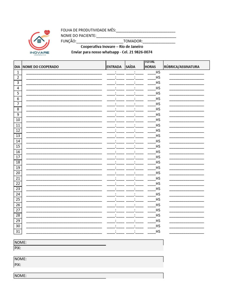 Folha de Produtividade Mensal | PDF