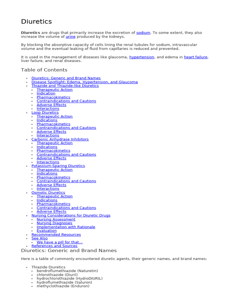 Diuretics | PDF | Clinical Medicine | Medical Specialties
