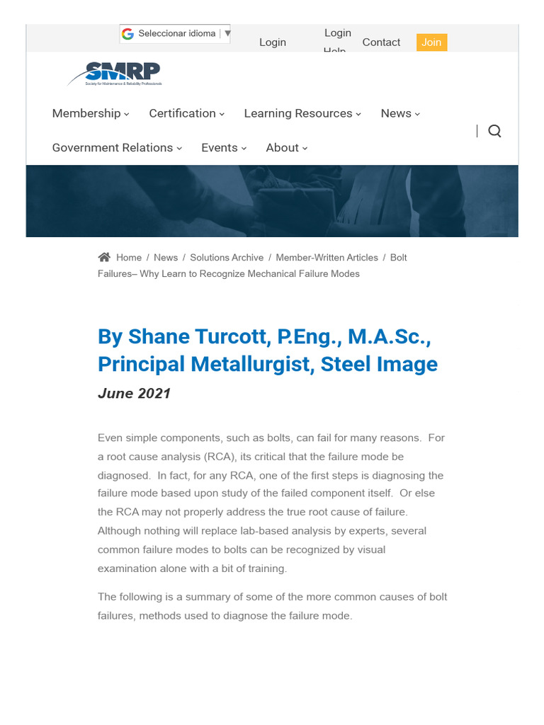 Bolt Failures - Why Learn To Recognize Mechanical Failure Modes | PDF ...