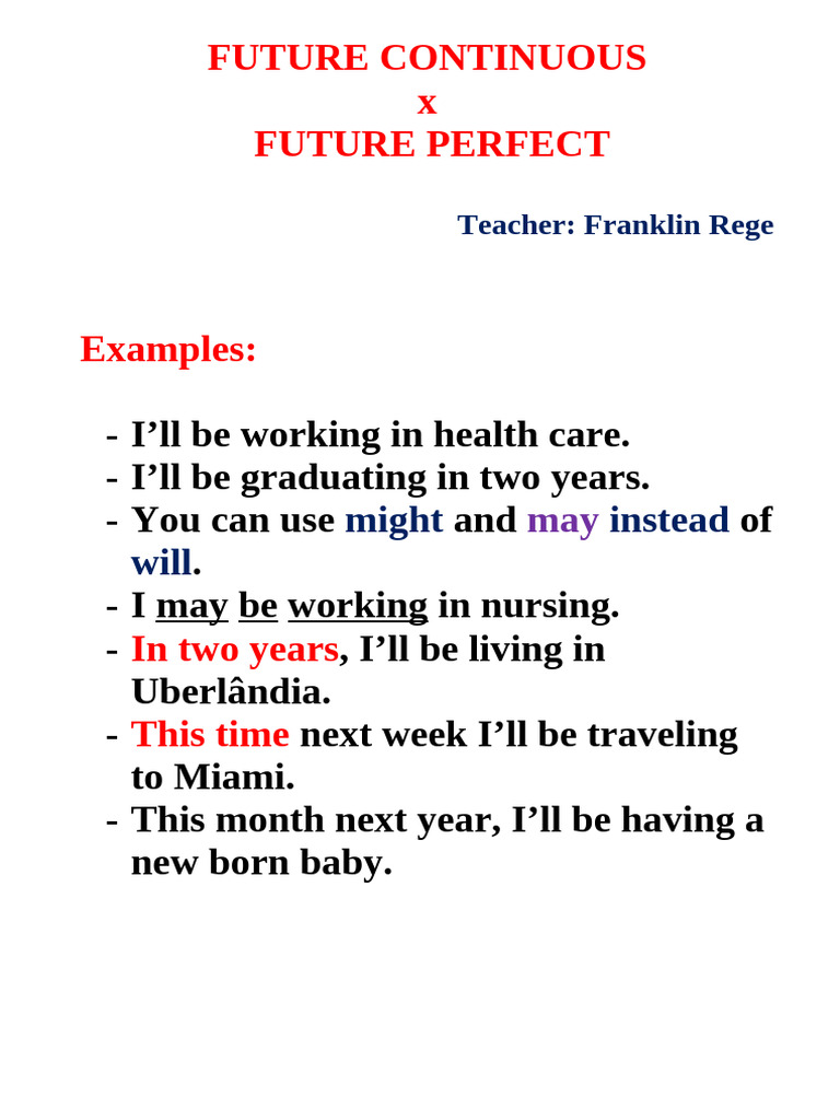 Future Continuous vs Future Perfect | PDF