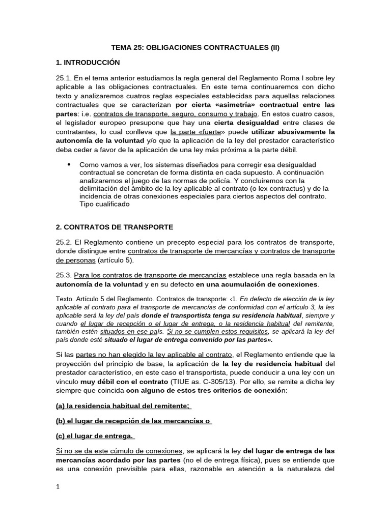 Tema 25 - Obligaciones Contractuales (Ii) 2 | PDF | Derecho laboral | Los consumidores