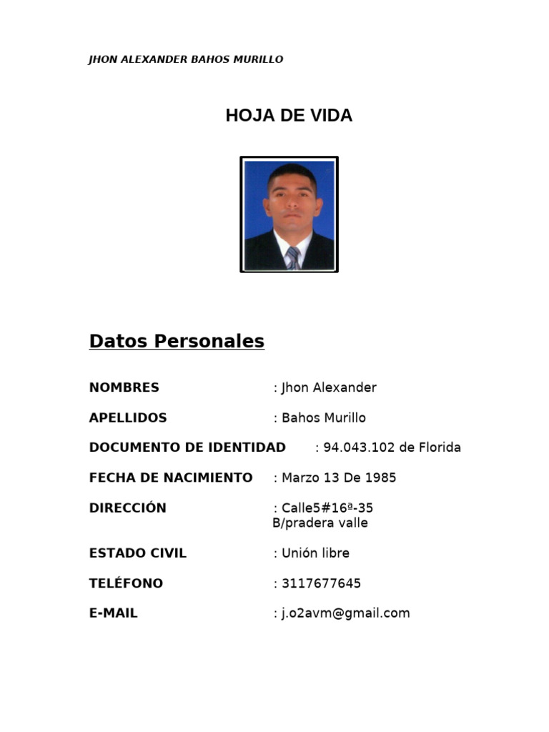 Hoja de Vida Alex Actualizada2024 | PDF