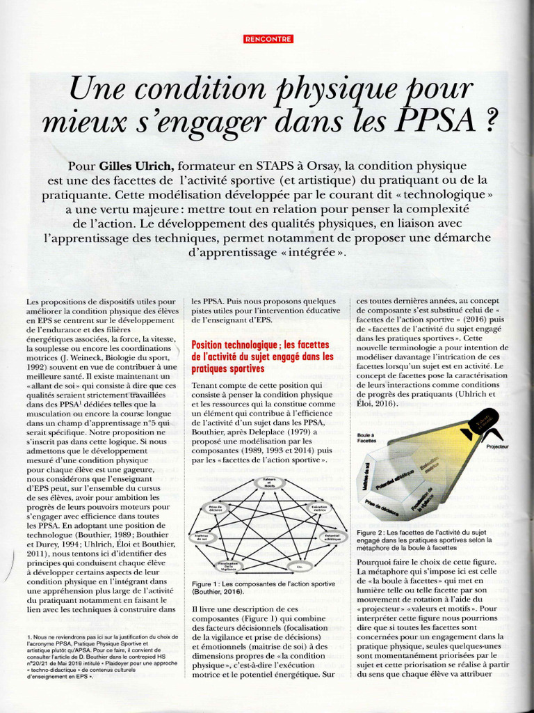 Une Condition Physique Pour Mieux S Engager Dans Les Apsa | PDF