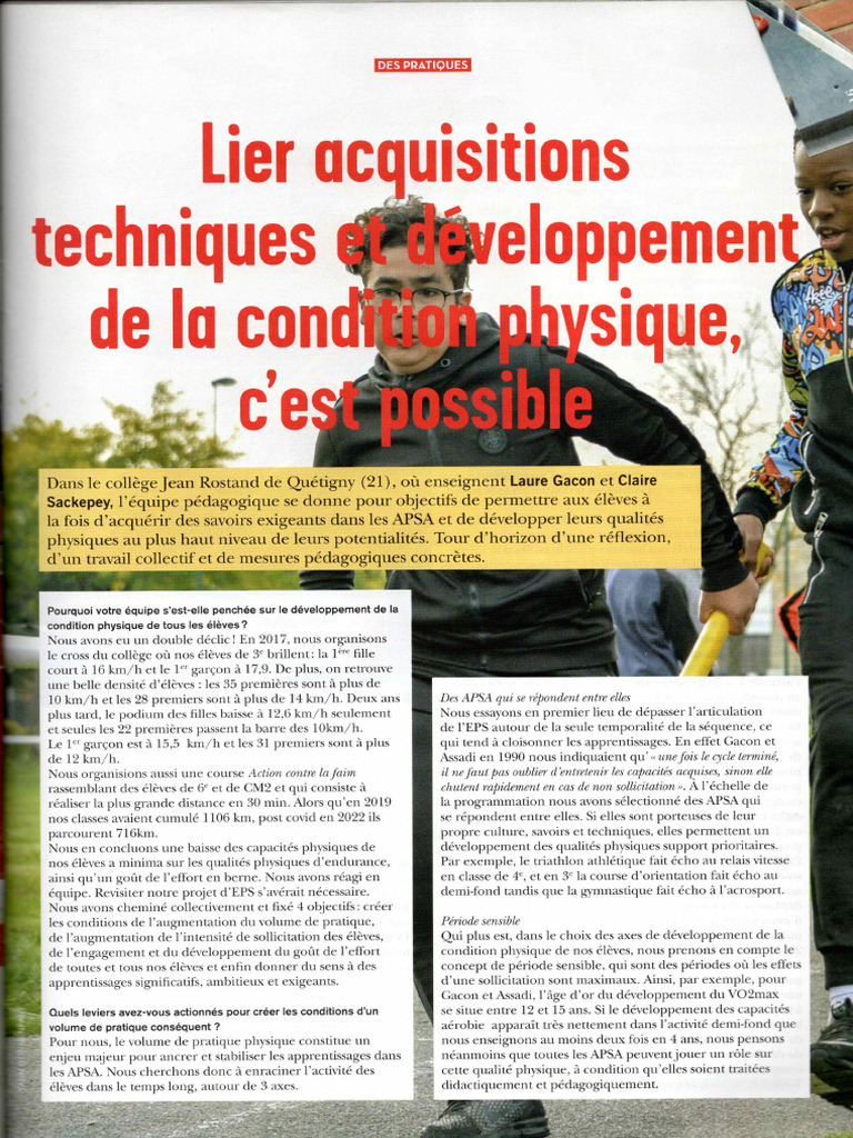 Lier Acquisitions Techniques Et Développement de La Condition Physique ...