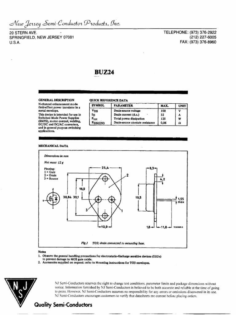 N-Channel Power Transistor Datasheet | PDF | Field Effect Transistor ...
