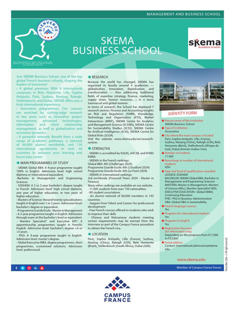 SKEMA Business School Profile | PDF | Vocational Education ...
