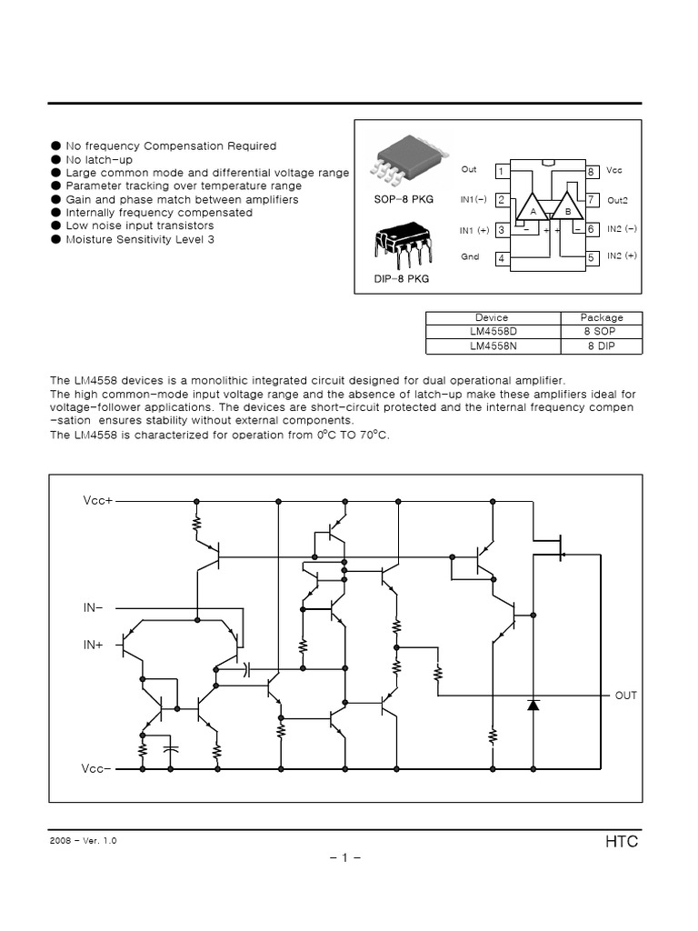 LM4558 DUAL OPERATIONAL AMPLIFIERS | PDF | Amplifier | Operational ...