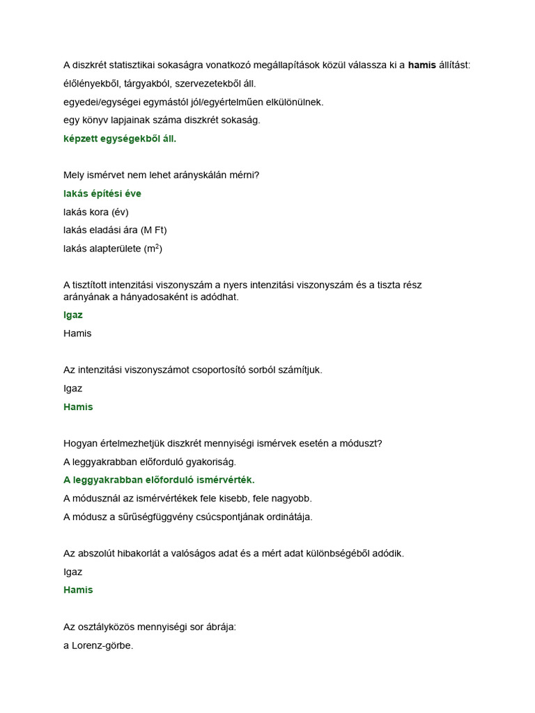 Statisztika 1. Elméleti Alapok | PDF