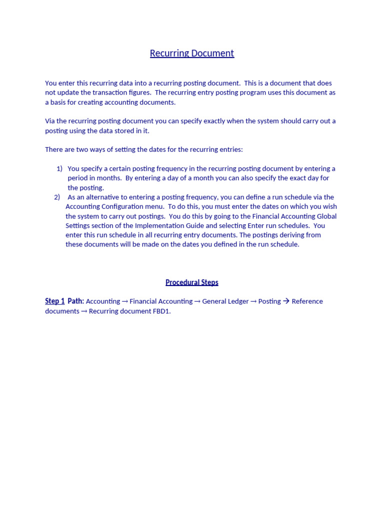 Recurring Document - FBD1 | PDF | Accounting | Computing