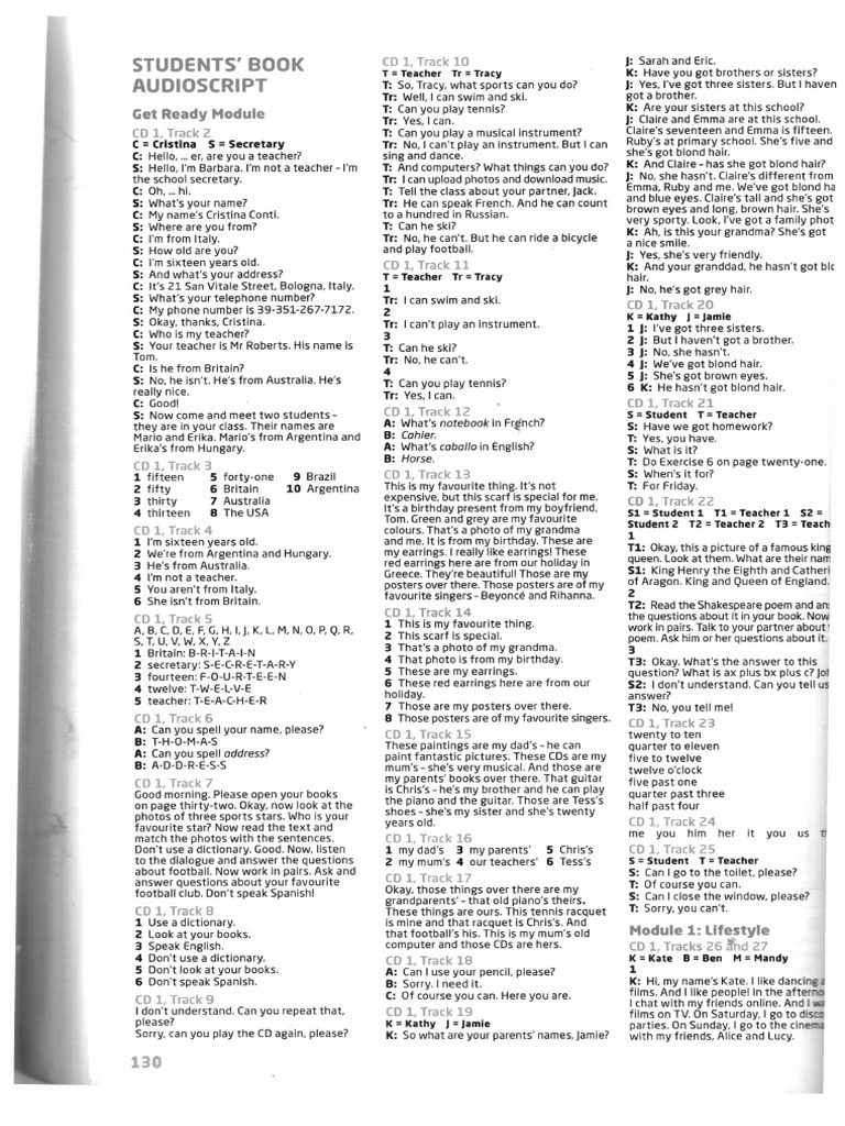 337_2- Choices. Elementary. Student's Book_2013-Audioscript | PDF