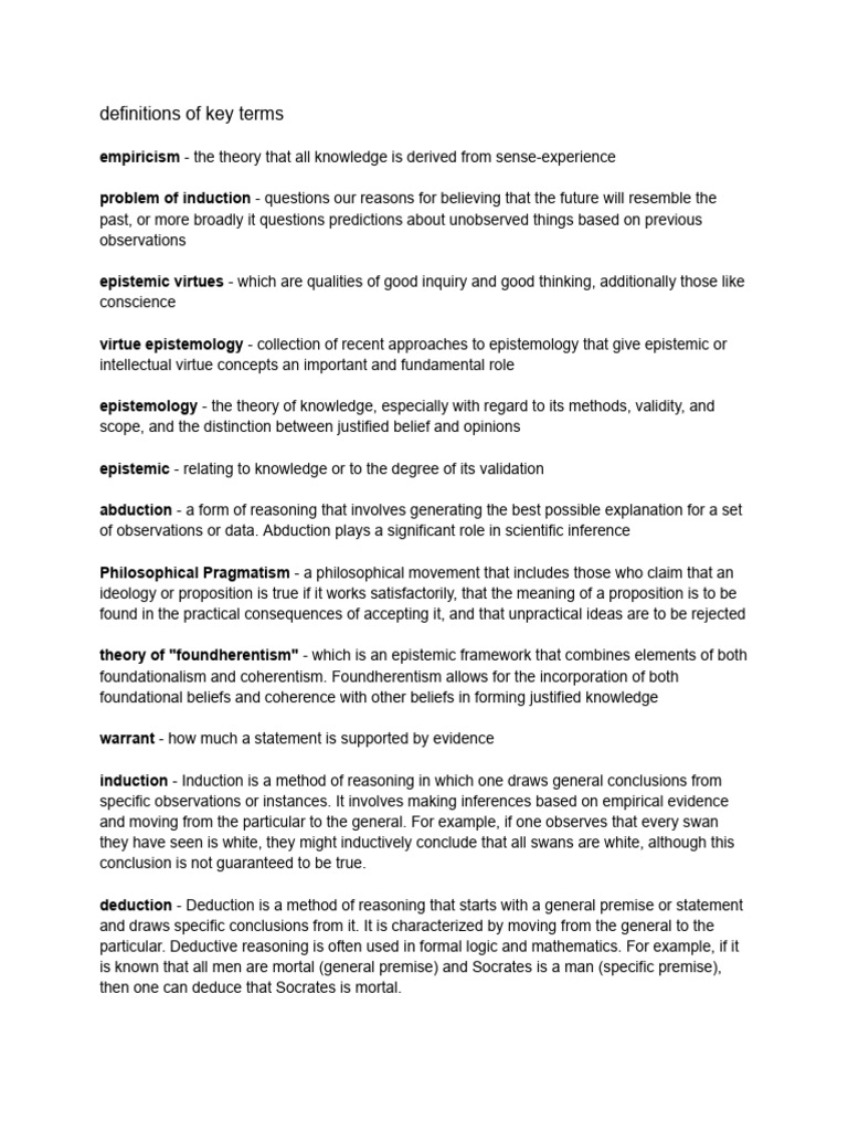 Key Terms in Epistemology Explained | PDF | Rationalism | Epistemology