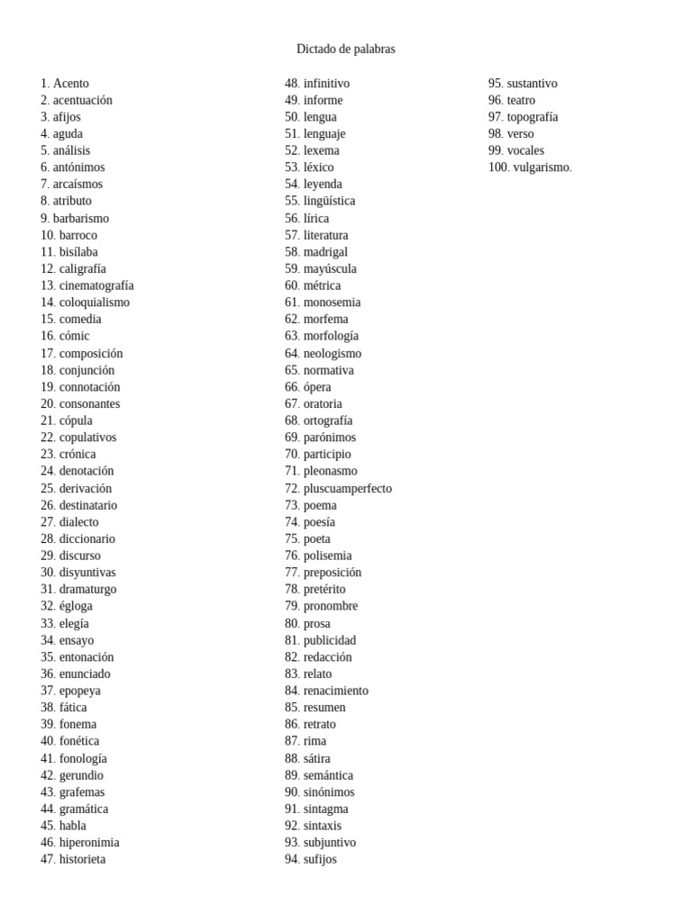 Dictado de Palabras | PDF