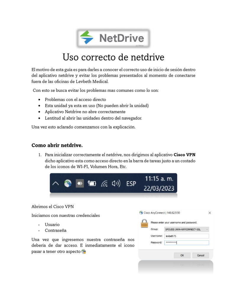 Uso Correcto de Abrir y Cerrar Netdrive | PDF | Software del sistema | Informática