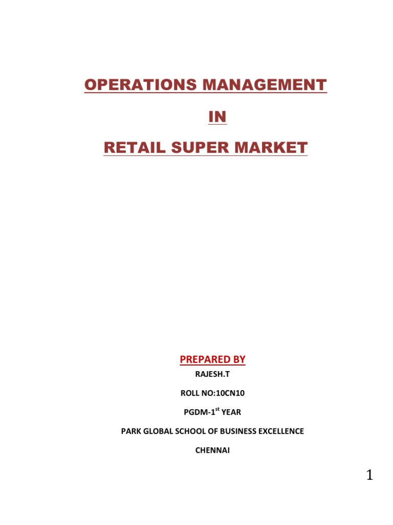 Operations Management in Retail Super Market | PDF | Procurement ...