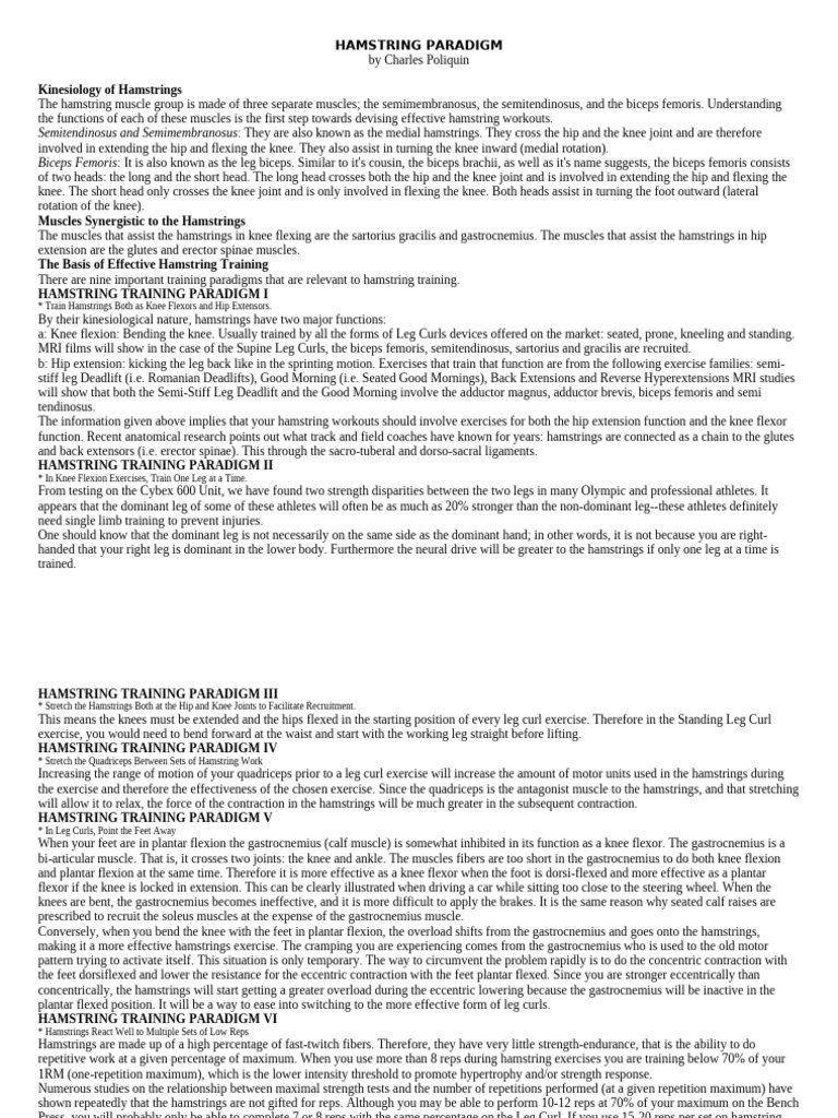 Hamstring Paradigm | PDF | Anatomical Terms Of Motion | Human Leg