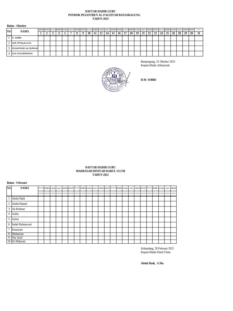 Format Absen 3 | PDF