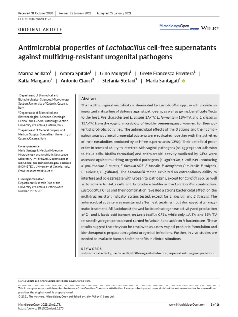 Antimicrobial Properties of Lactobacillus Cell-Fre | PDF ...