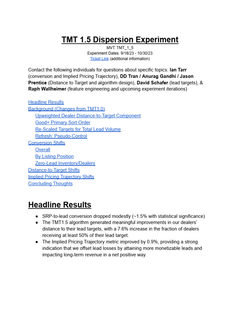 TMT 1.5 Dispersion Experiment | PDF | Revenue | Net Income