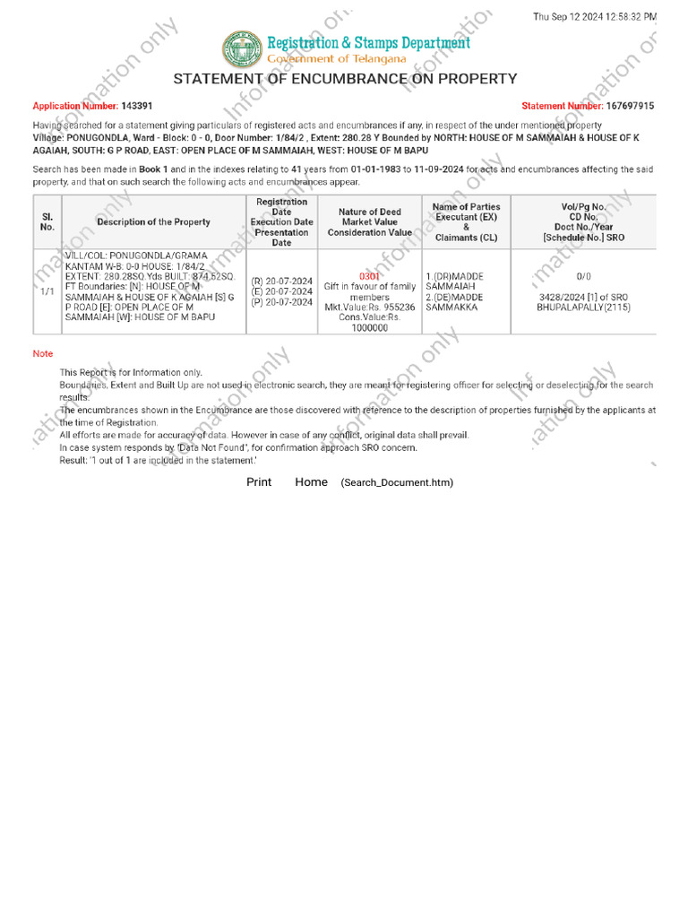 Statement of Encumbrance on Property (1) | PDF