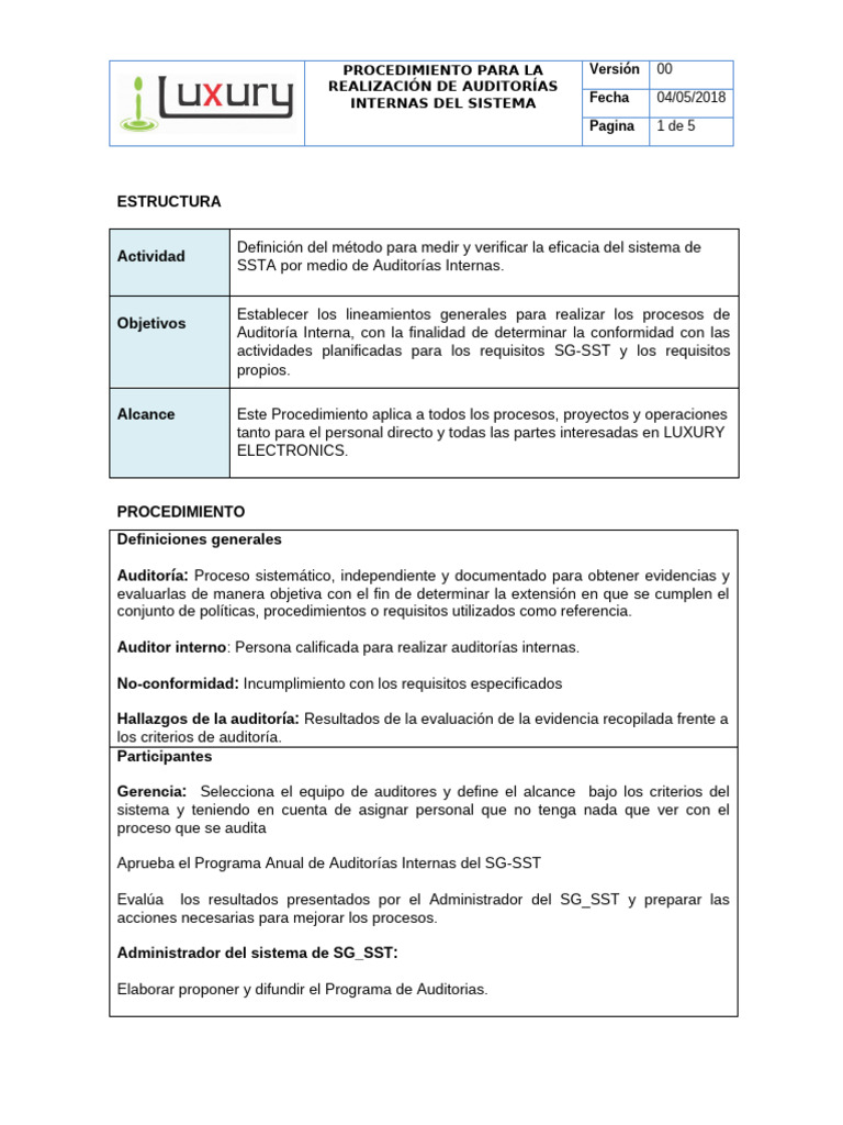 Procedimientos de Auditorías | PDF | Auditoría | Contralor