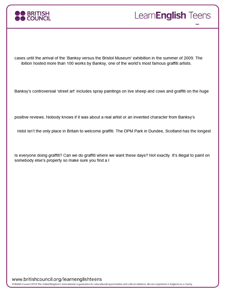 Graffiti Art or Vandalism - Text 1 230711 080811 | PDF