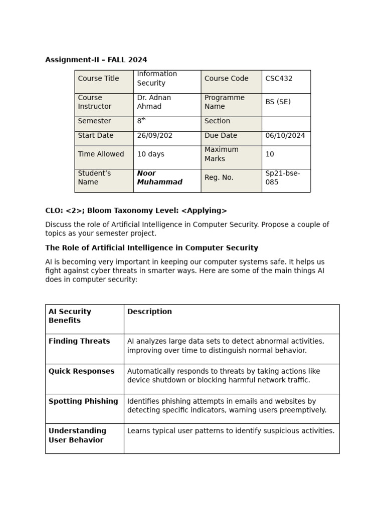 Assignment Info | PDF | Security | Computer Security