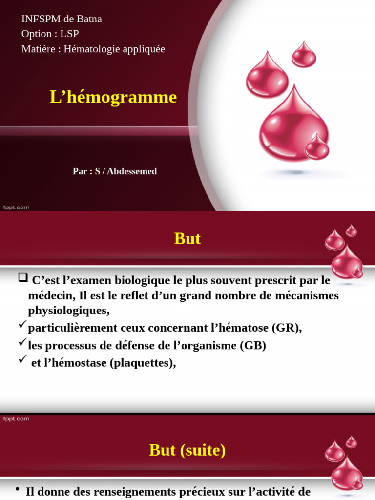 Hemogramme ISP | PDF | Globule rouge | Sang