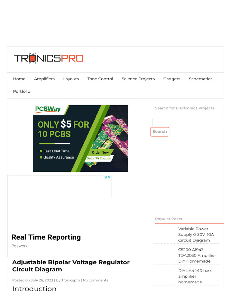 Adjustable Bipolar Voltage Regulator | PDF | Power Supply | Electrical ...