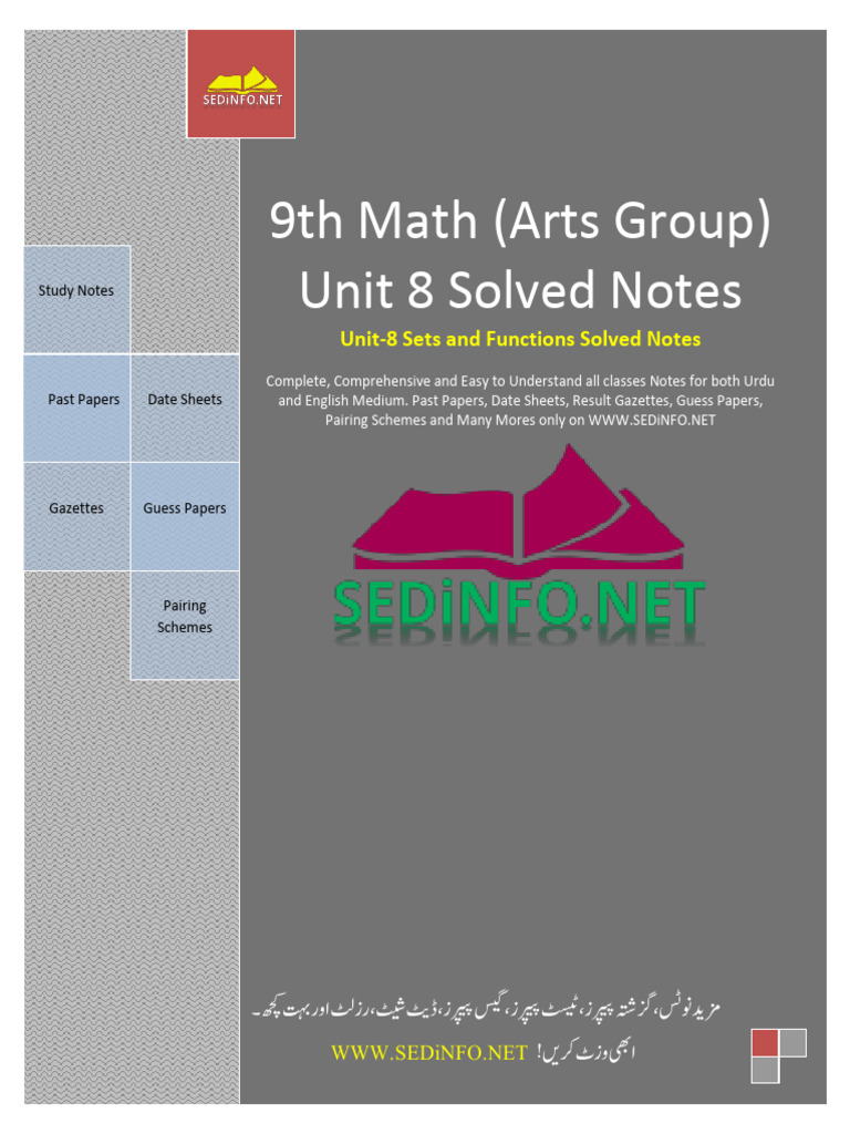 9th Math (Arts Group) Unit 8 Solved Notes | PDF