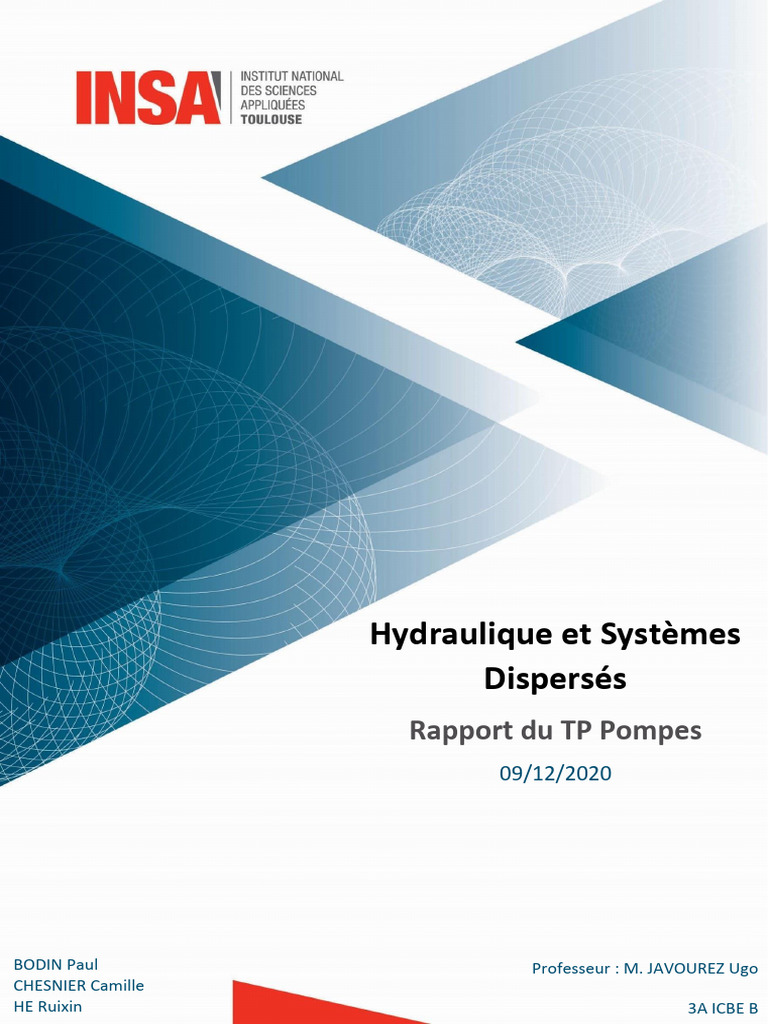 Rapport TP sur les Pompes Bodin | PDF | Pompe | Dynamique des fluides