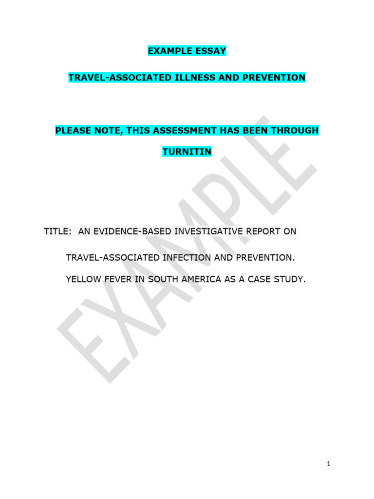 Example Report - Travel Associated Illness and Prevention - Tagged ...
