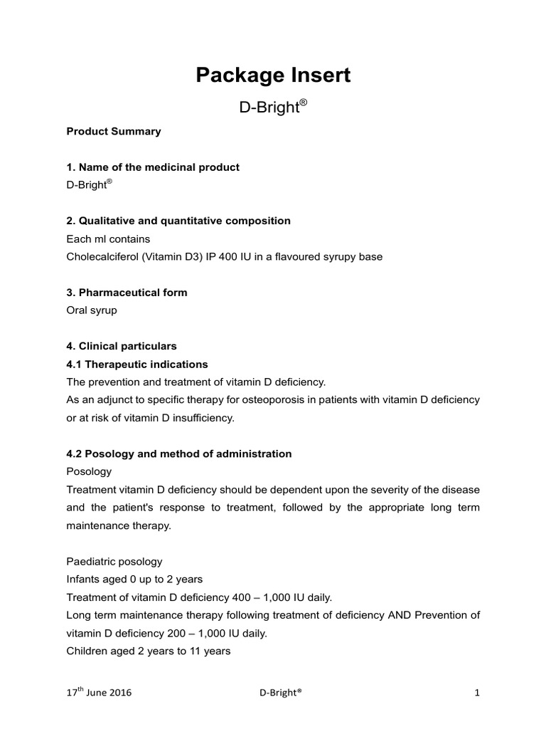 Cholecalciferol Vitamin d3 Syrup Prescribing Information | PDF ...
