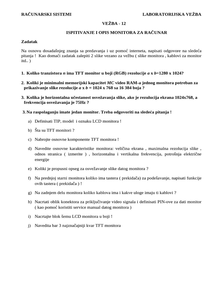 12 - Monitor Za Racunar - LCD | PDF