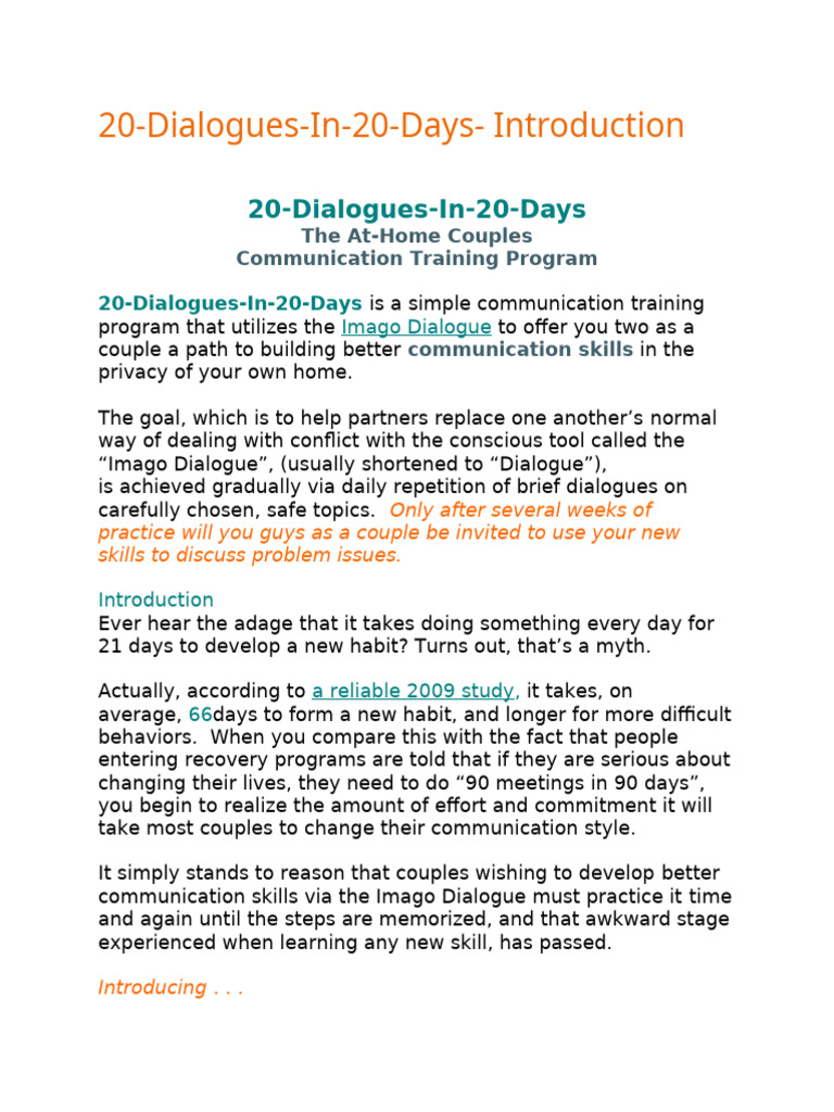 20 days Imago | PDF | Communication | Empathy