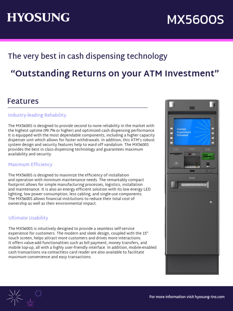 Hyosung MX5600S Brochure | PDF | Automated Teller Machine | Computing