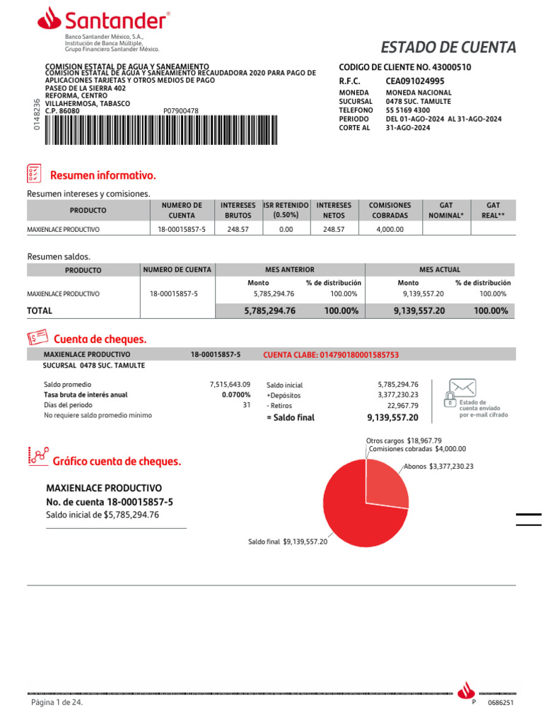 Edo Cta - 575 Santander Rec | PDF | Bancos | Impuesto al valor agregado