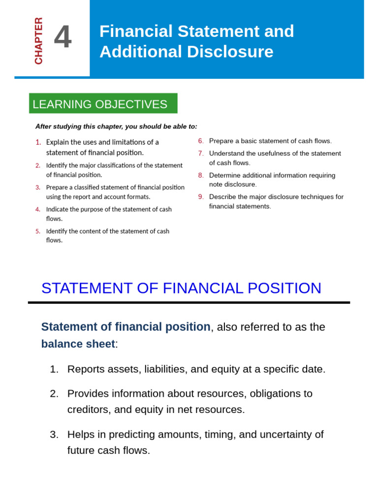 IFA Chapter 4 Statement of Financial Position and Statement of Cash ...