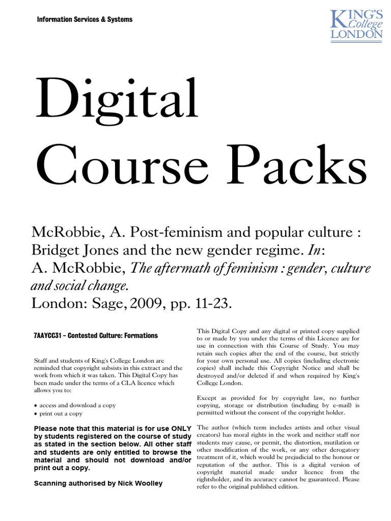 Week-8-7aaycc31 62481 Mcrobbie Post-Feminism | PDF | Feminism | Gender ...
