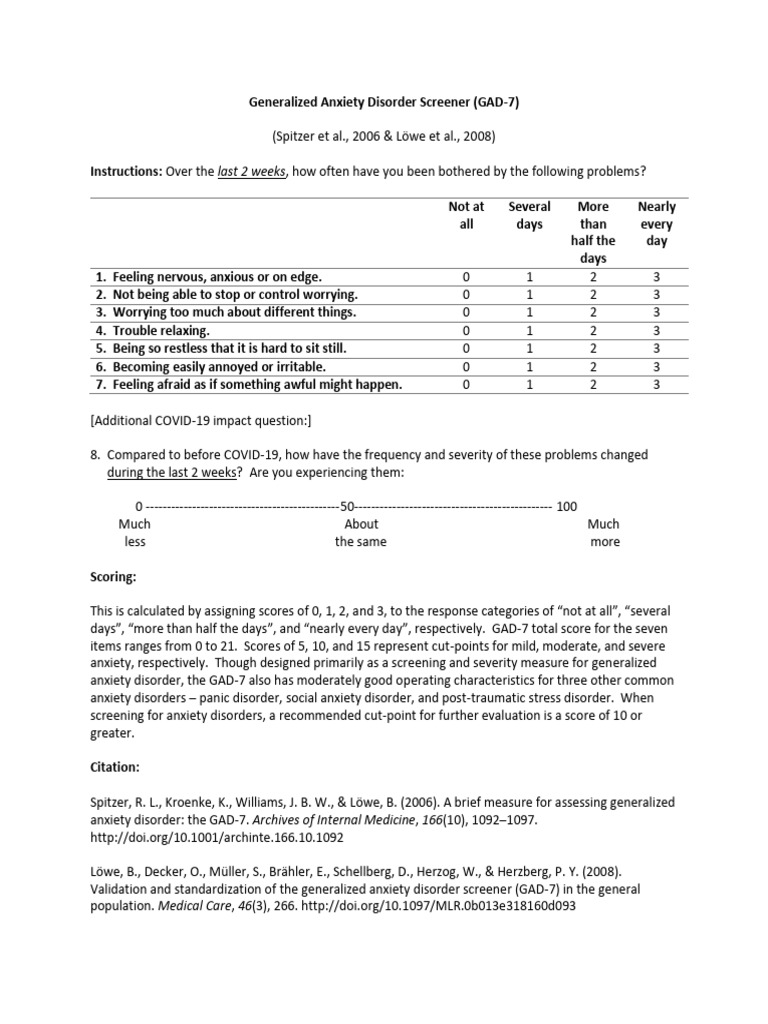 GAD-7 Anxiety Disorder Screening Tool | PDF | Anxiety | Anxiety Disorder