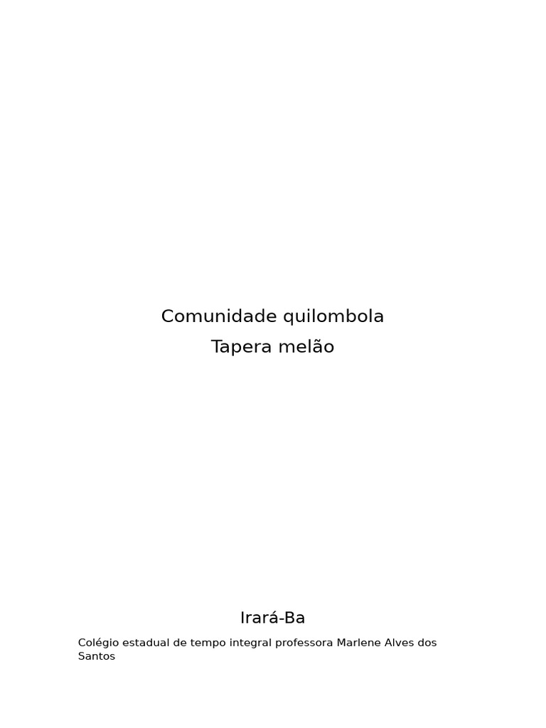 Cultura Quilombola: As Pastorinhas de Tapera Melão | PDF