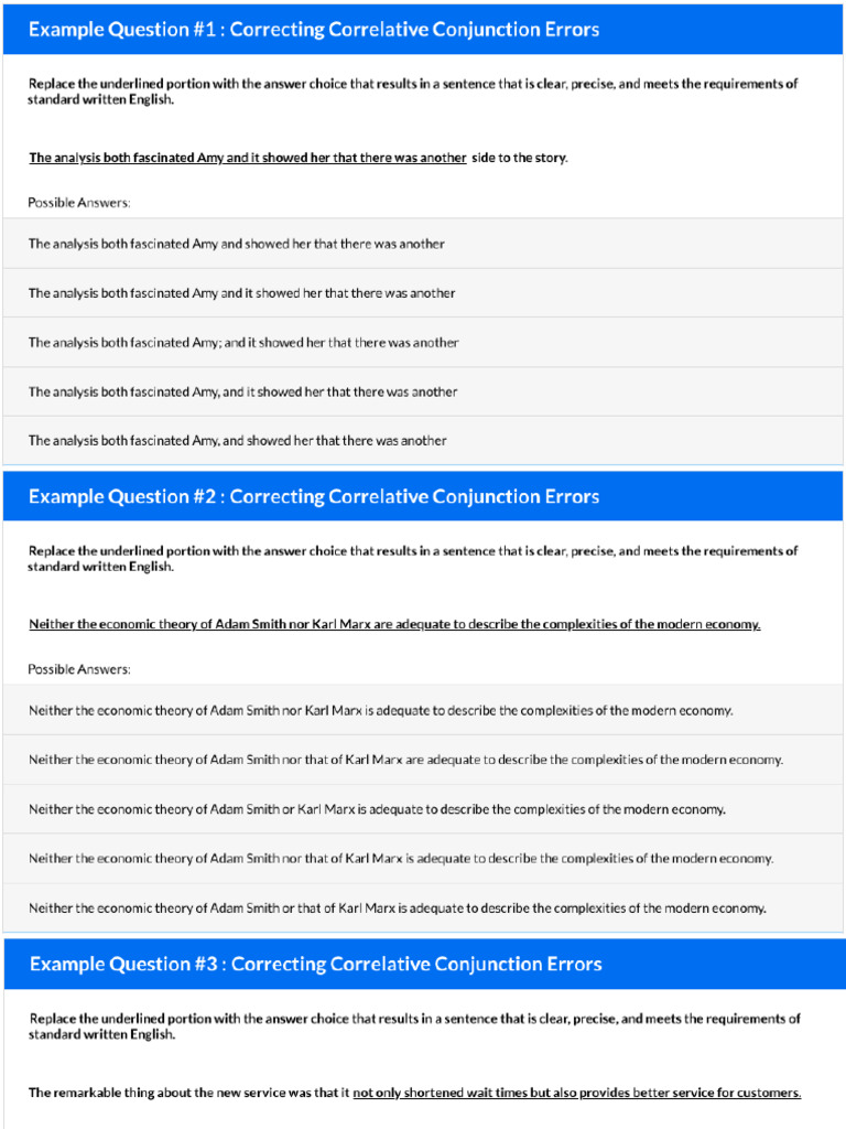 Correlative Conjunction Errors | PDF