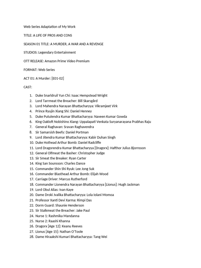 Web Series Adaptation of My Work | PDF