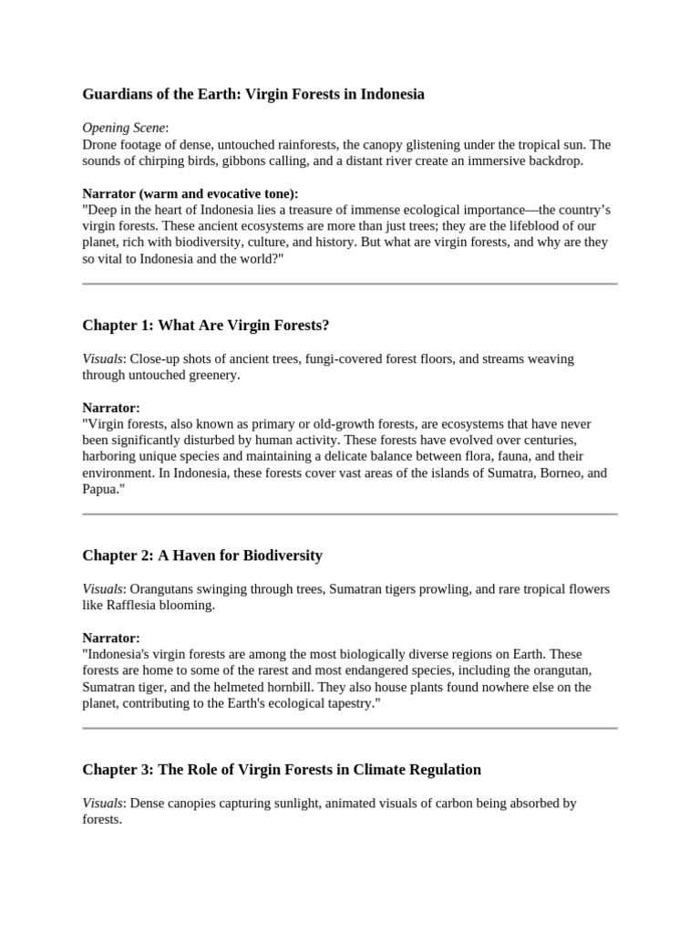 Guardians of The Earth - Documentary Script | PDF | Forests | Logging