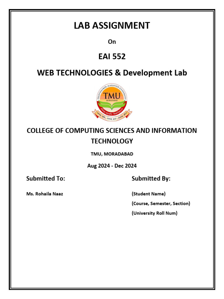 EAI 552 Lab-Assignment by RN | PDF | Html | C Sharp (Programming Language)