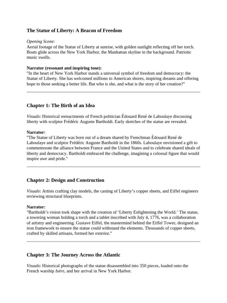 The Statue of Liberty - Documentary Script | PDF